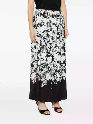 Agnona Floral Print Pleated Maxi Skirt