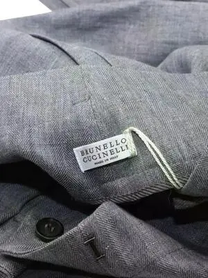 Brunello Cucinelli Pleated Herringbone Trousers