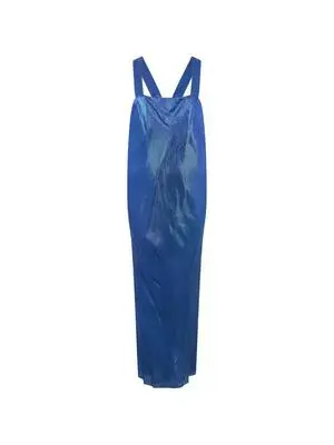 Alberta Ferretti Laminated Square-neck Evening Dress