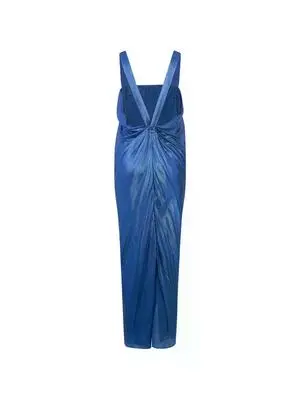Alberta Ferretti Laminated Square-neck Evening Dress