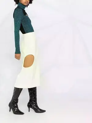 Off-White Keyhole-neck Multi-panel Design Jumper