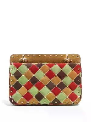 Valentino Garavani Rockstud Spike Small Patchwork Suede Bag