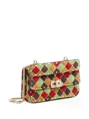 Valentino Garavani Rockstud Spike Small Patchwork Suede Bag