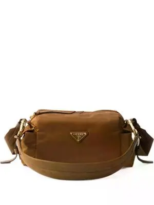 Prada Explore Small Re-nylon And Leather Shoulder Bag - Brown