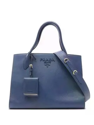 Prada 2010s Saffiano Cuir Monochrome Handbag - Blue