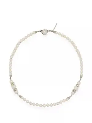 Alessandra Rich Embellished Pearl Necklace - Silver
