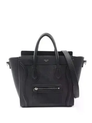 Celine 2000s Luggage Nano Two-way Leather Handbag - Black
