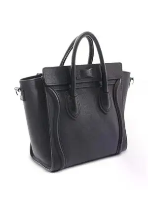 Celine 2000s Luggage Nano Two-way Leather Handbag - Black