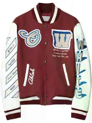 Off-White Lea Appliqué Varsity Jacket - Red