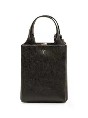 TOD'S Logo-pendant Grained-leather Tote Bag