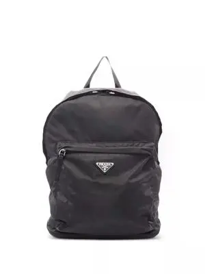 Prada 2000s Logo-triangle Backpack - Black
