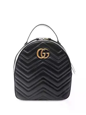 Gucci 2010s Gg Marmont Chevron-pattern Leather Backpack - Black