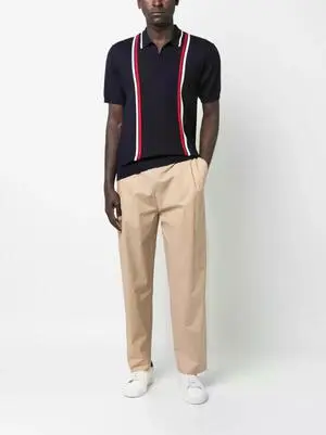 LANEUS Taupe Stretch-cotton Tapered Trousers