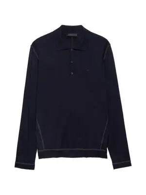 Prada Long-sleeved Wool Polo Sweater - Blue
