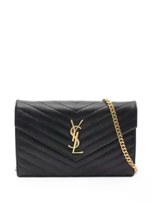 Saint Laurent 2010s Cassandra Chain Wallet - Black