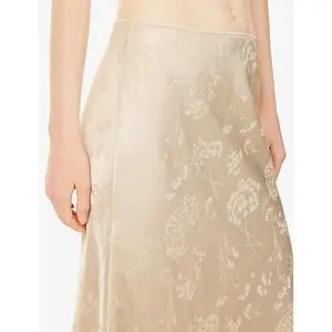 Anna October Champaca Jacquard Satin Midi Skirt