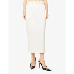 Anna October Aletta Pencil Satin Midi Skirt