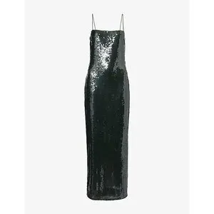 ROTATE BY BIRGER CHRISTENSEN Square-neck Sequin Maxi Slip Dress