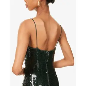 ROTATE BY BIRGER CHRISTENSEN Square-neck Sequin Maxi Slip Dress
