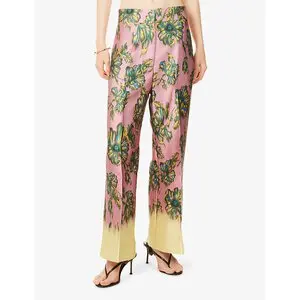 ALEMAIS Faye Wide-leg Floral Satin Trousers - Multi