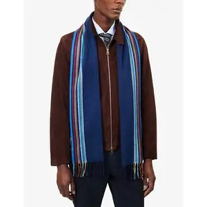 Paul Smith Striped Logo Cashmere Scarf