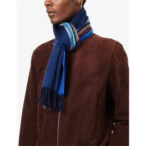 Paul Smith Striped Logo Cashmere Scarf