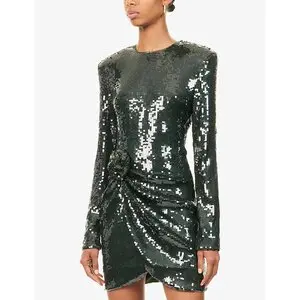 ROTATE BY BIRGER CHRISTENSEN Knot Long Sleeve Sequin Mini Dress