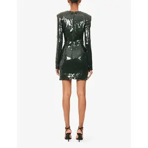 ROTATE BY BIRGER CHRISTENSEN Knot Long Sleeve Sequin Mini Dress