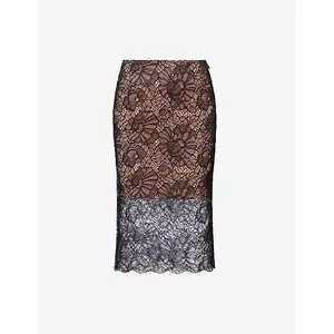 ROTATE BY BIRGER CHRISTENSEN Scalloped Lace Midi Pencil Skirt