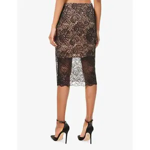 ROTATE BY BIRGER CHRISTENSEN Scalloped Lace Midi Pencil Skirt