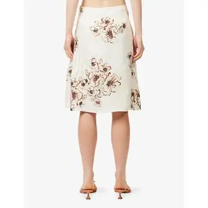 SIR. Freja Floral-pattern Linen Midi Skirt