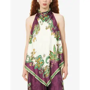 ALEMAIS Ruthie Halter Silk-blend Top - Multi