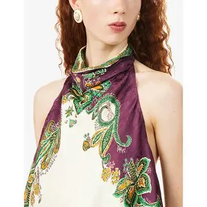 ALEMAIS Ruthie Halter Silk-blend Top - Multi