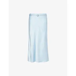 Anna October Kama Belted Satin Midi Skirt