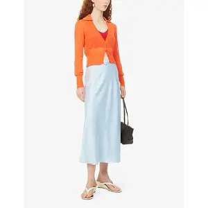 Anna October Kama Belted Satin Midi Skirt