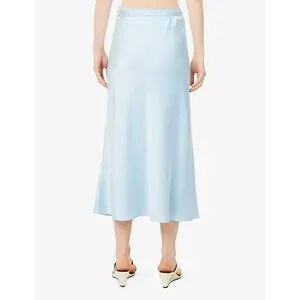 Anna October Kama Belted Satin Midi Skirt