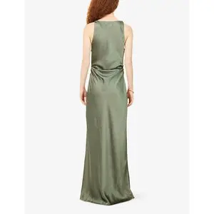 Vince Twisted Ruched Satin Maxi Dress