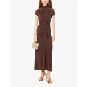 Anna October Priscilla Ruched Stretch-woven Midi Dress