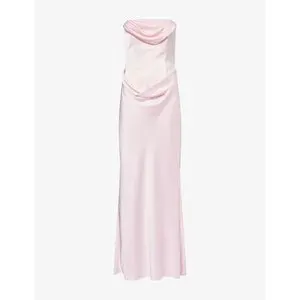 ROTATE BY BIRGER CHRISTENSEN Corsage Draped Satin Maxi Dress - Blushing Bride
