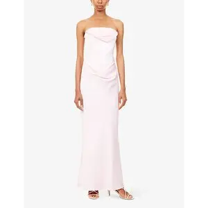 ROTATE BY BIRGER CHRISTENSEN Draped Satin Maxi Dress - Blushing Bride