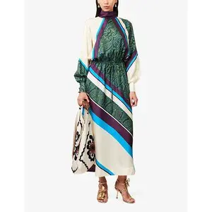 ALEMAIS Joni Printed Silk Midi Dress