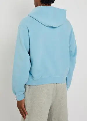 CHERRY LOS ANGELES Distressed Hooded Cotton Sweatshirt - Blue Light
