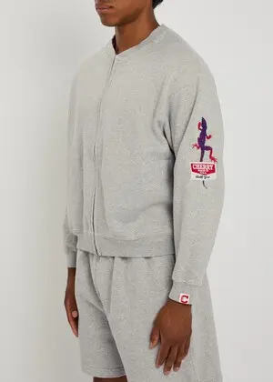 CHERRY LOS ANGELES Gecko Embroidered Zip-through Cotton-blend Sweatshirt