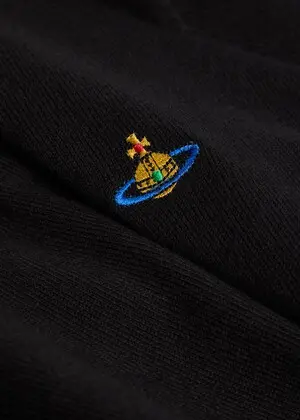 VIVIENNE WESTWOOD Logo-embroidered Wool And Cashmere-blend Polo Shirt - Black