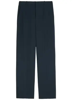 Vince Relaxed Straight-leg Crepe Trousers - Navy