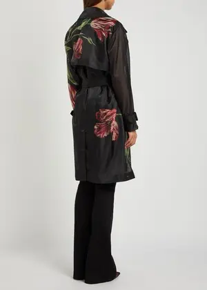 Alice + Olivia Silvia Floral-print Organza Trench Coat