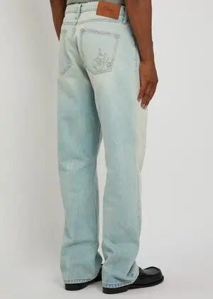 CHERRY LOS ANGELES Distressed Relaxed Straight-leg Jeans