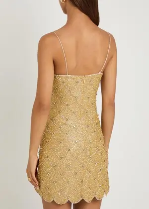 Alice + Olivia Nina Scalloped Embellished Mini Dress