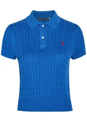 Polo Ralph Lauren Logo-embroidered Cable-knit Cotton Polo Top