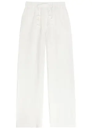 CHERRY LOS ANGELES Wide-leg Linen Beach Trousers - Ivory